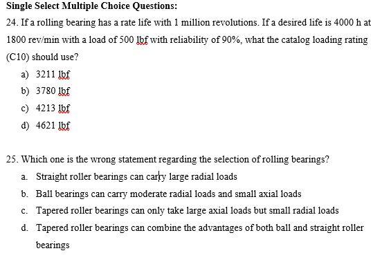 Solved Single Select Multiple Choice Questions: 24. If a | Chegg.com