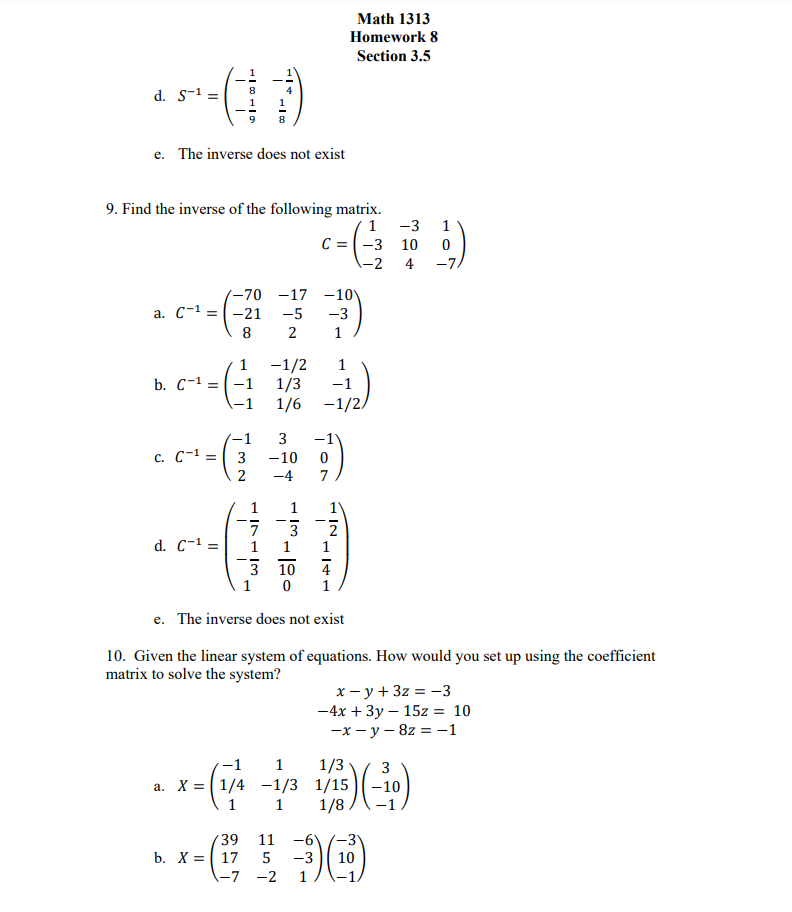 Solved Math 1313 Homework 8 Section 3.5 ). Find the | Chegg.com