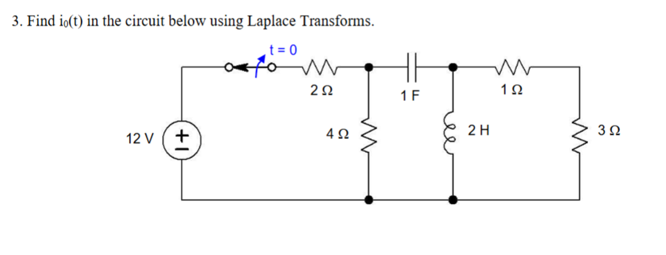 Solved Find i0(t) in ﻿the circuit below using Laplace | Chegg.com