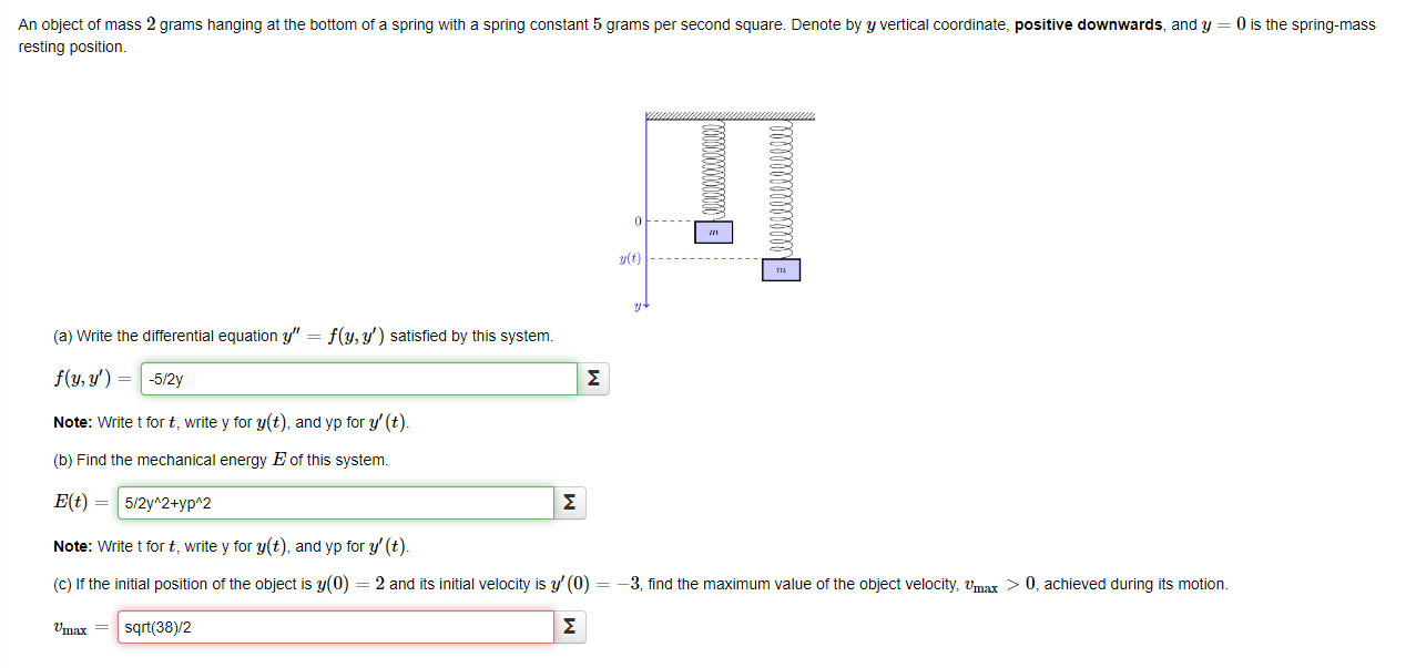 Solved An object of mass 2 grams hanging at the bottom of a | Chegg.com