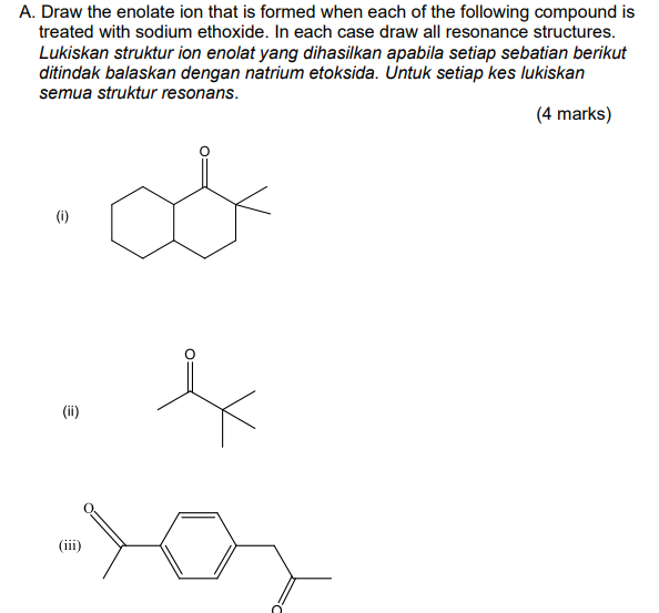 Solved Draw the enolate ion that is formed when each of the | Chegg.com