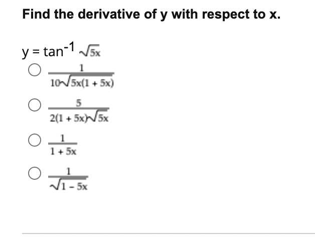 Solved Find the derivative of y with respect to x. | Chegg.com