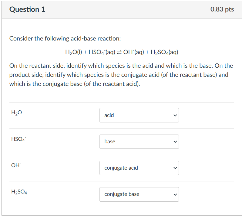 Solved Question 1Consider the following acid-base | Chegg.com