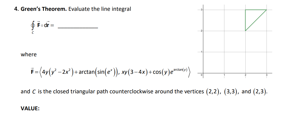 Solved 4. Green's Theorem. Evaluate the line integral | Chegg.com