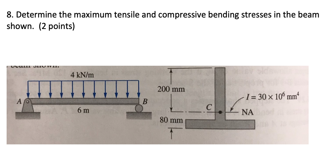 Solved Determine the maximum tensile and compressive bending | Chegg.com