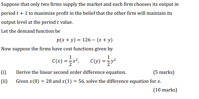 Solved Suppose that only two firms supply the market and | Chegg.com