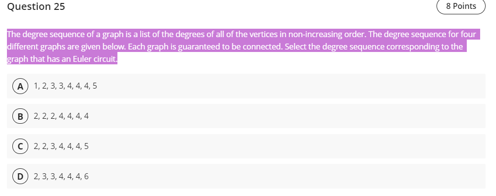 The degree sequence of a graph is a list of the | Chegg.com