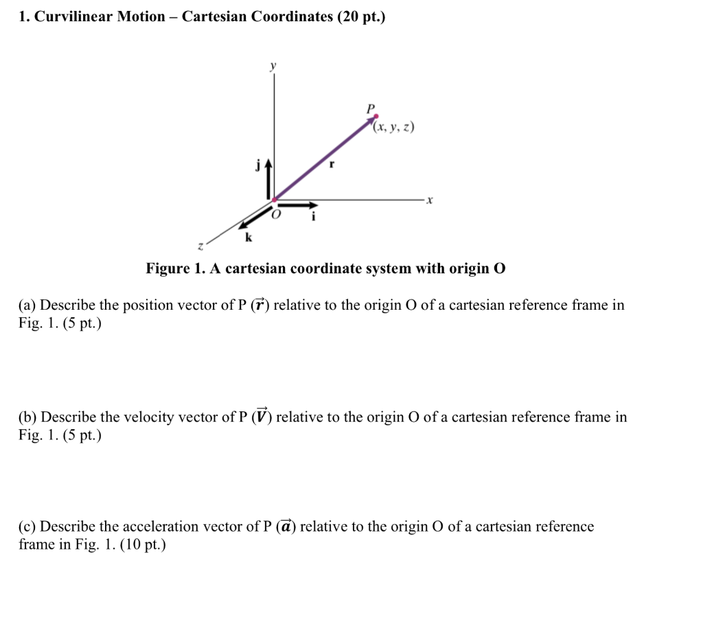 Solved 1. Curvilinear Motion – Cartesian Coordinates (20 | Chegg.com