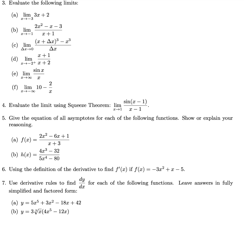Solved 3. Evaluate the following limits: (а) lim 3x +2 3 2г2 | Chegg.com