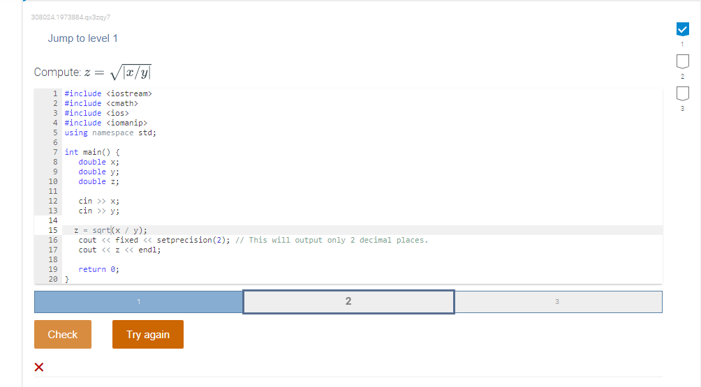 Solved 308024. 1973884.qx3zqy7 Jump to level 1 Compute: z = | Chegg.com
