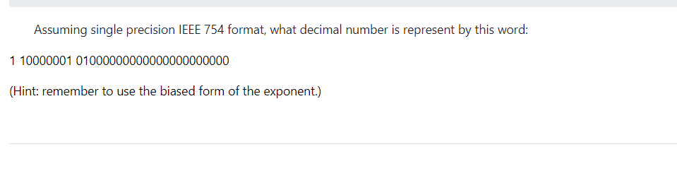 Solved Assuming single precision IEEE 754 format, what | Chegg.com