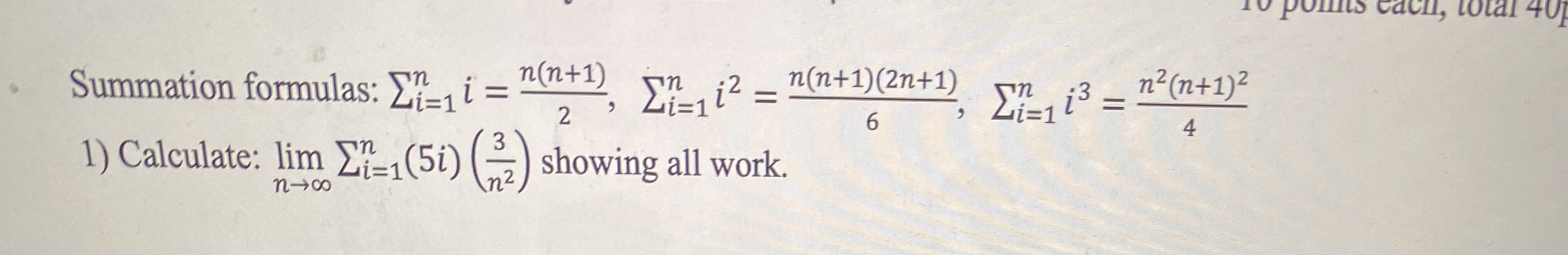 Solved Summation formulas: \\( \\sum_{i=1}^{n} | Chegg.com