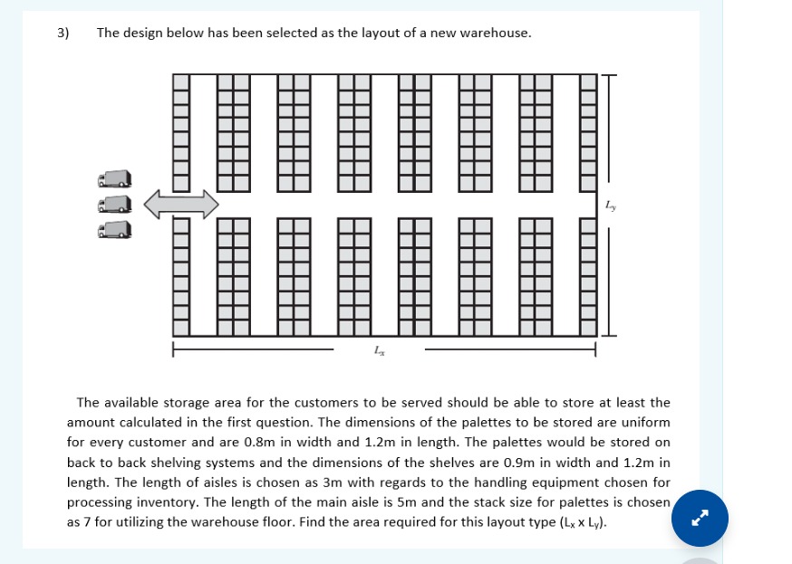Solved 3) The design below has been selected as the layout | Chegg.com