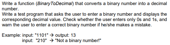 Solved Write A Function Binarytodecimal That Converts A 8796