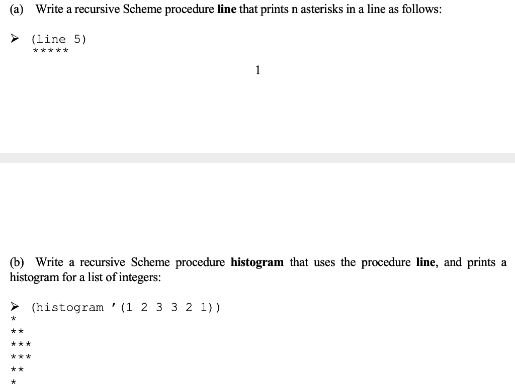 Solved (a) Write a recursive Scheme procedure line that | Chegg.com