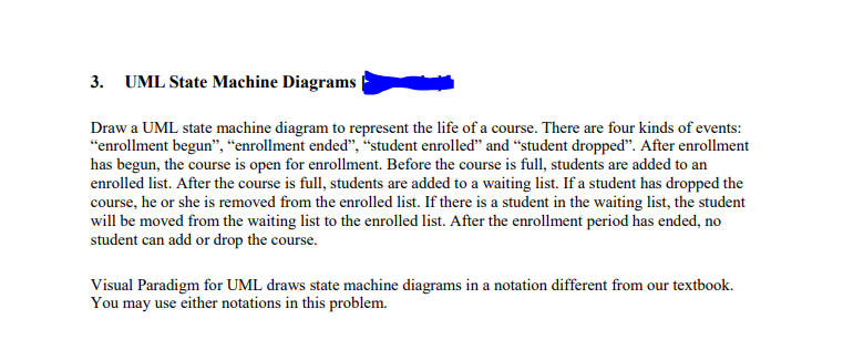 Solved 3. UML State Machine Diagrams Draw a UML state | Chegg.com