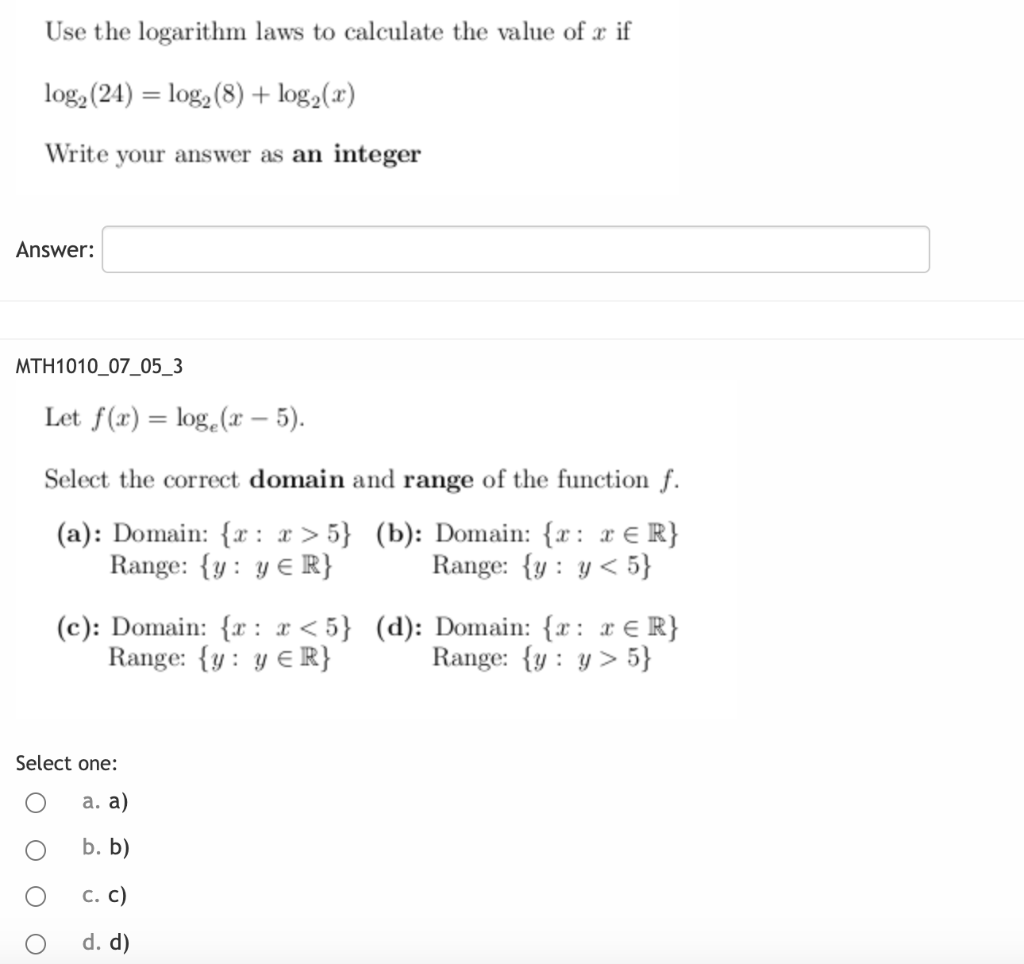 Solved Use the logarithm laws to calculate the value of x if | Chegg.com