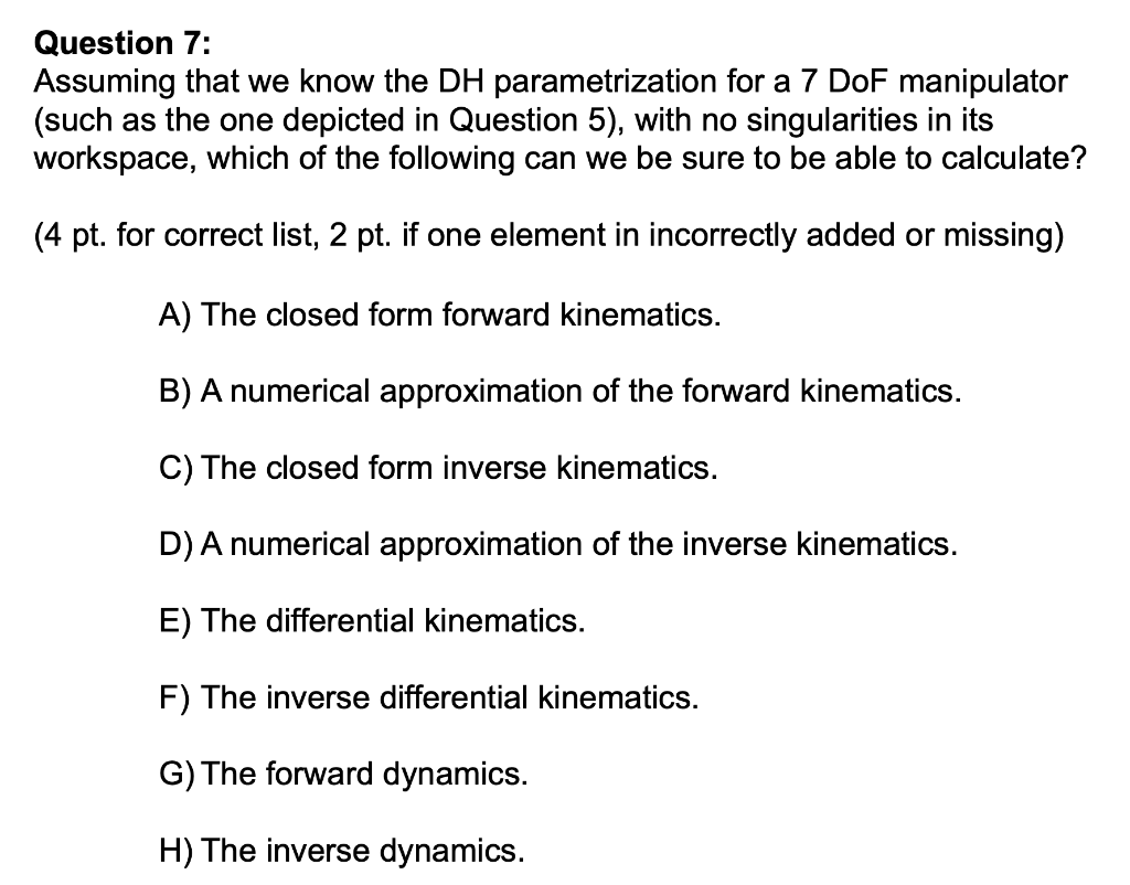Solved Following is a question from an old exam, the answer | Chegg.com