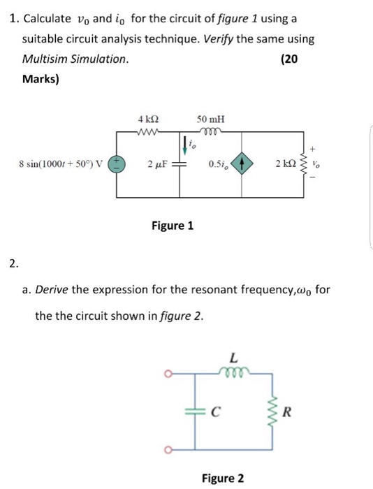 Solved Calculate vo and io for the circuit of figure 1 using | Chegg.com