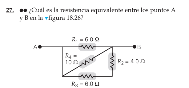 Solved 27. - ¿Cuál es la resistencia equivalente entre los | Chegg.com