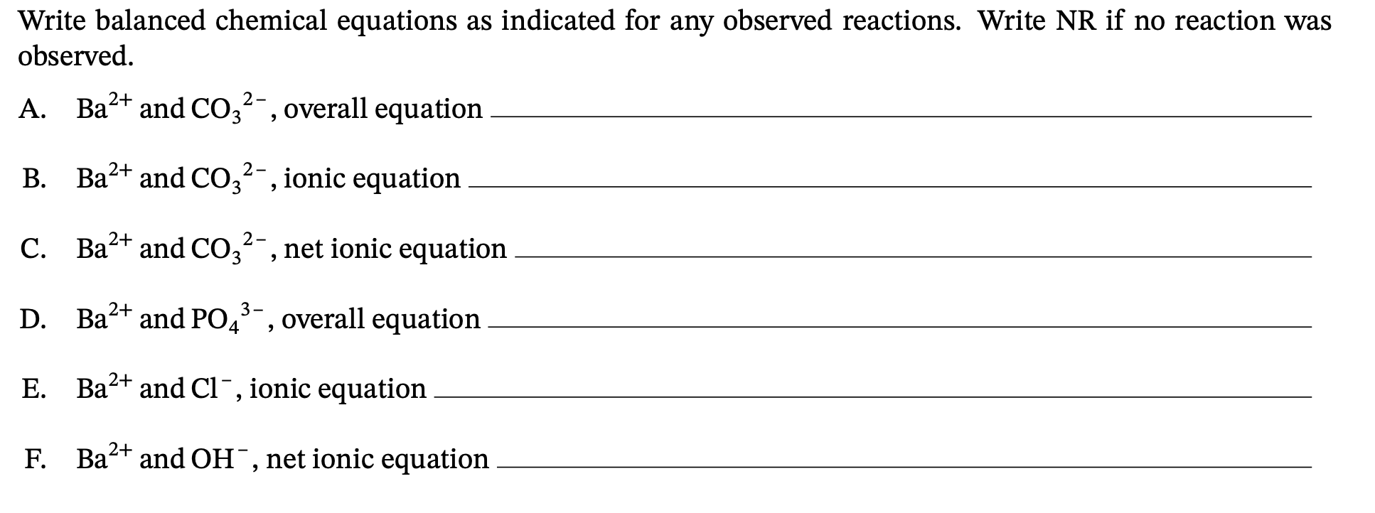 Write balanced chemical equations as indicated for | Chegg.com