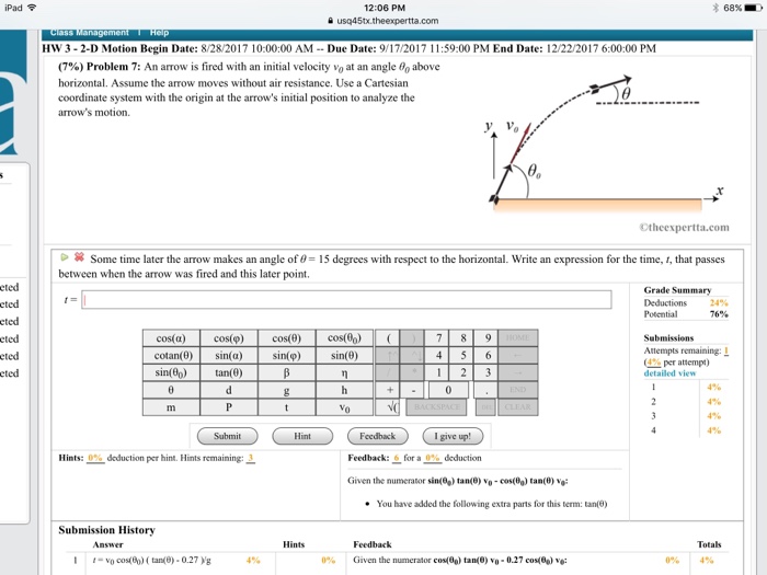 Solved iPad令 12:06 PM 68%-. usq45tx.theexpertta.com HW3-2-D | Chegg.com