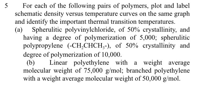 Solved For each of the following pairs of polymers, plot and | Chegg.com