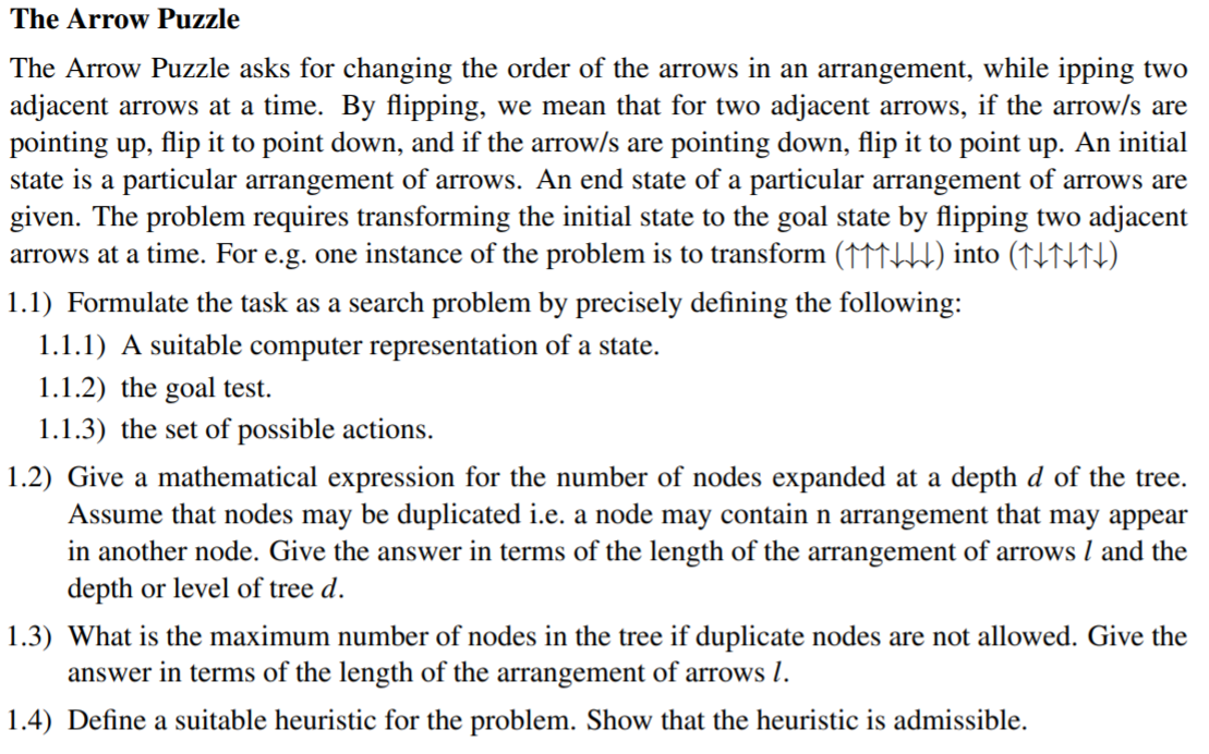 The Arrow Puzzle The Arrow Puzzle asks for changing | Chegg.com