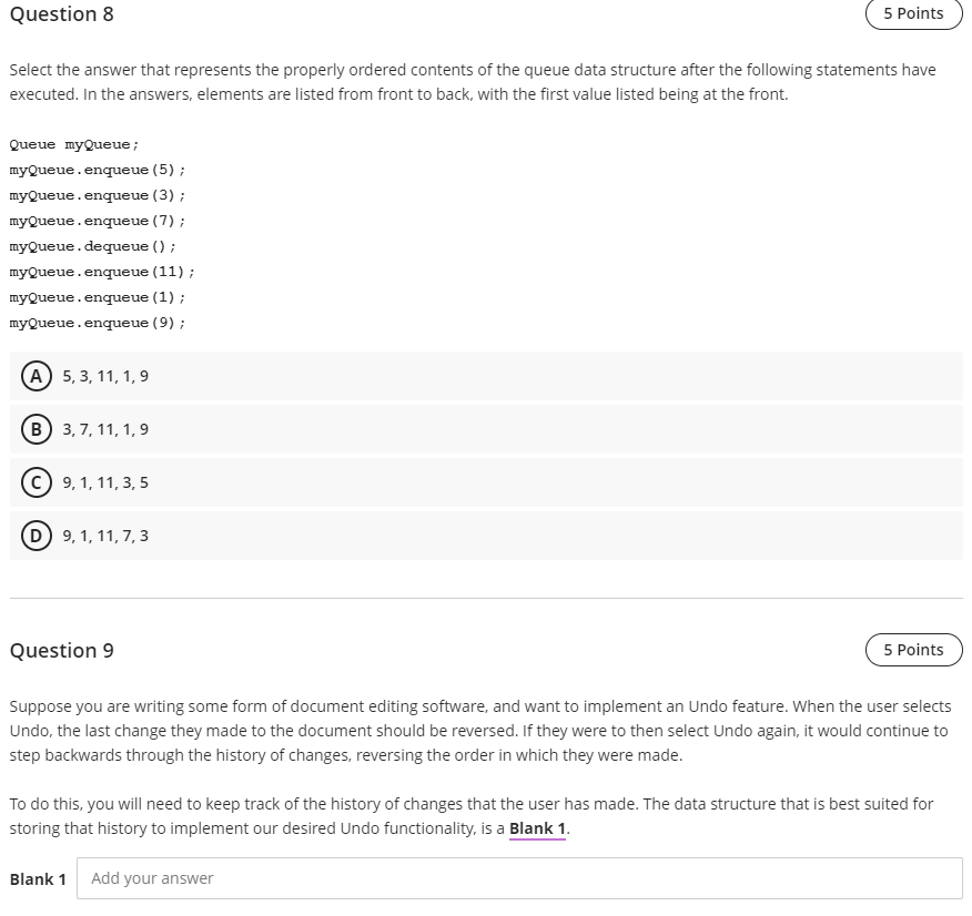 Solved Question 8 5 Points Select the answer that represents | Chegg.com