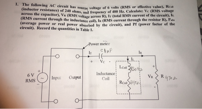 Solved The following AC circuit has source voltage of 6 | Chegg.com