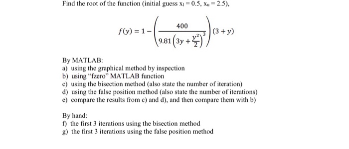 Solved Find the root of the function (initial guess x 0.5, | Chegg.com