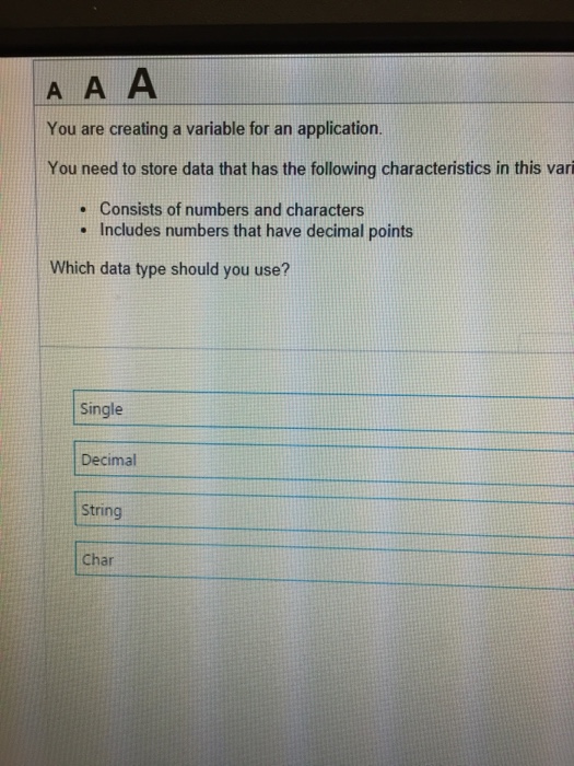 Solved You are creating a variable for an application. You | Chegg.com
