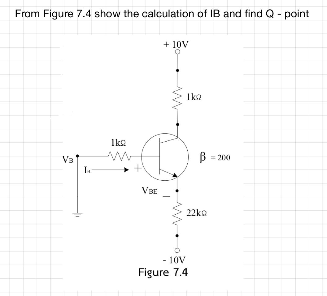 Solved From Figure 7.4 show the calculation of IB and find Q | Chegg.com