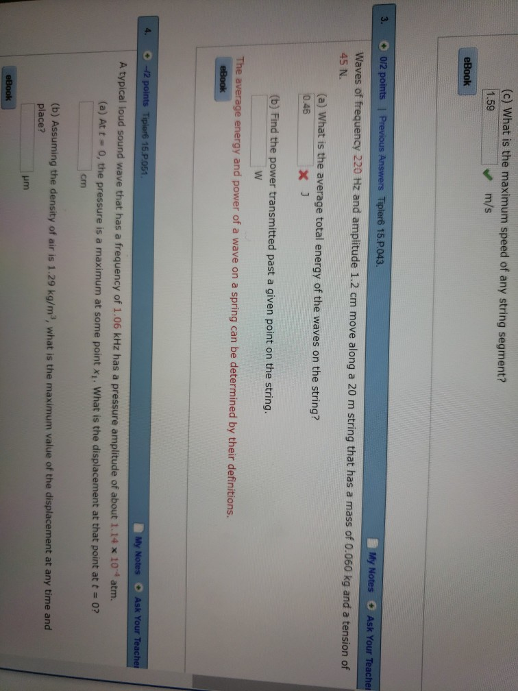 Solved (c) What is the maximum speed of any string segment? | Chegg.com