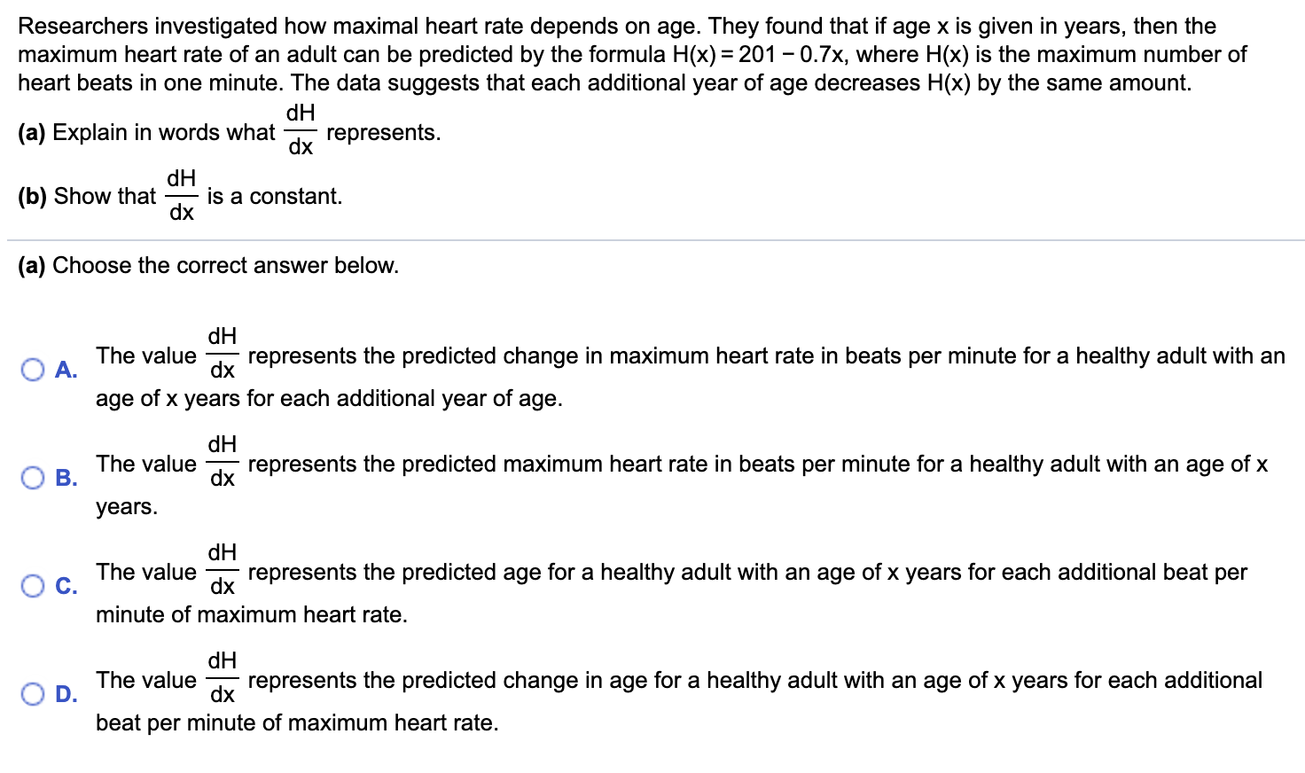 Solved Researchers investigated how maximal heart rate | Chegg.com