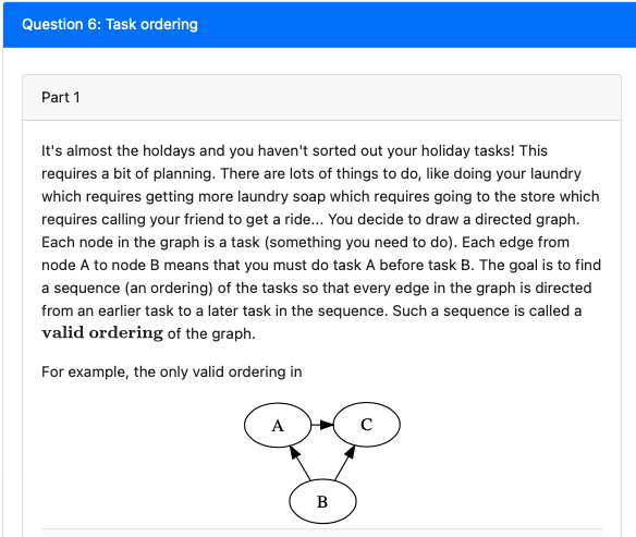 Solved Question 6: Task ordering Part 1 It's almost the | Chegg.com
