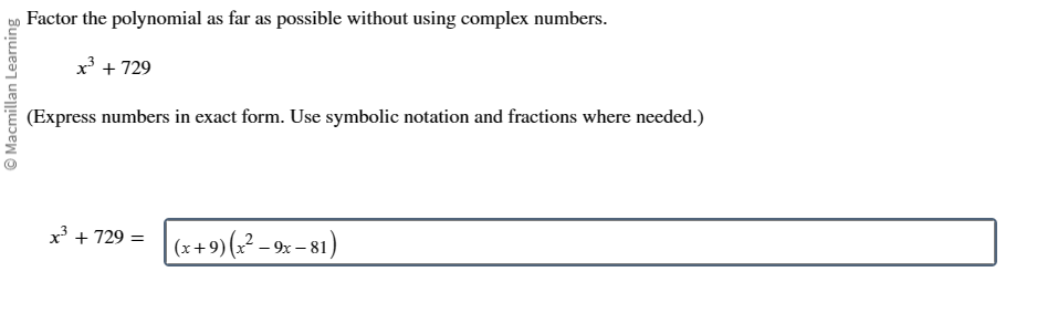 Solved x3+729= | Chegg.com