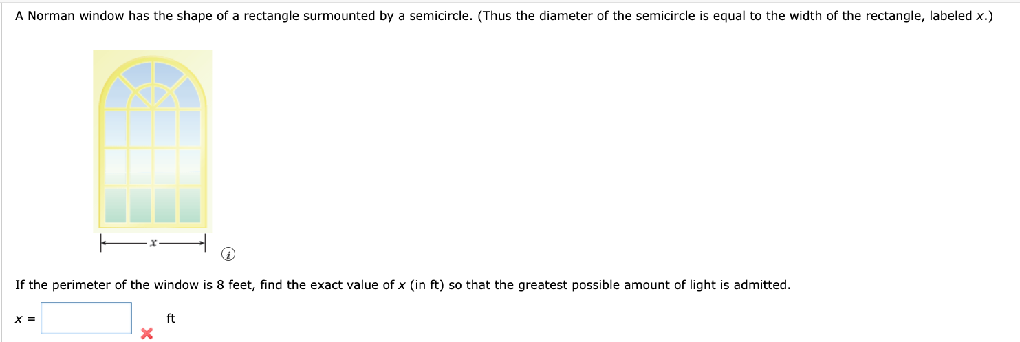 Solved A Norman window has the shape of a rectangle | Chegg.com