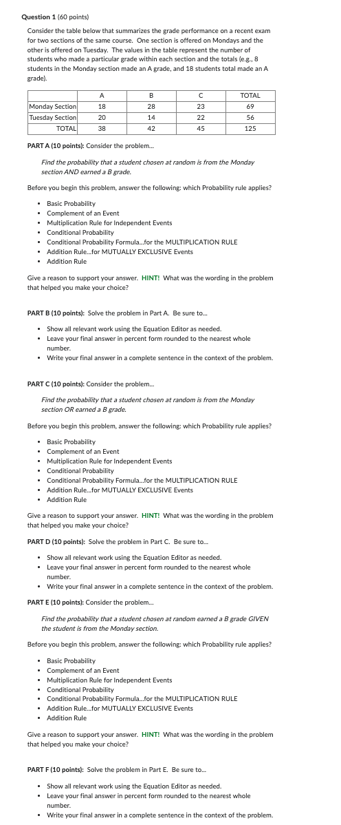 Solved Question 1 (60 points) Consider the table below that | Chegg.com