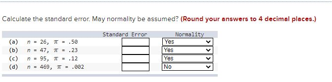 Solved Calculate the standard error. May normality be | Chegg.com