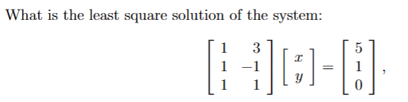 Solved What is the least square solution of the system: | Chegg.com