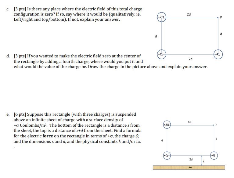 Solved 1. [25 pts] The diagram below shows three charges | Chegg.com