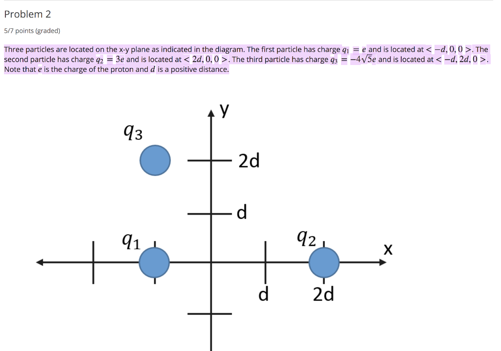 Solved Problem 2 5/7 points (graded) Three particles are | Chegg.com