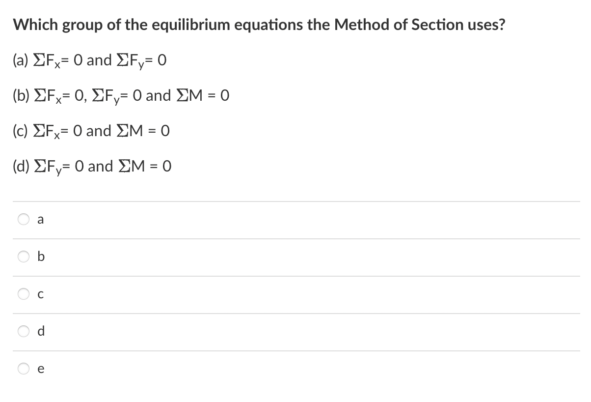 Which group of the equilibrium equations the Method | Chegg.com
