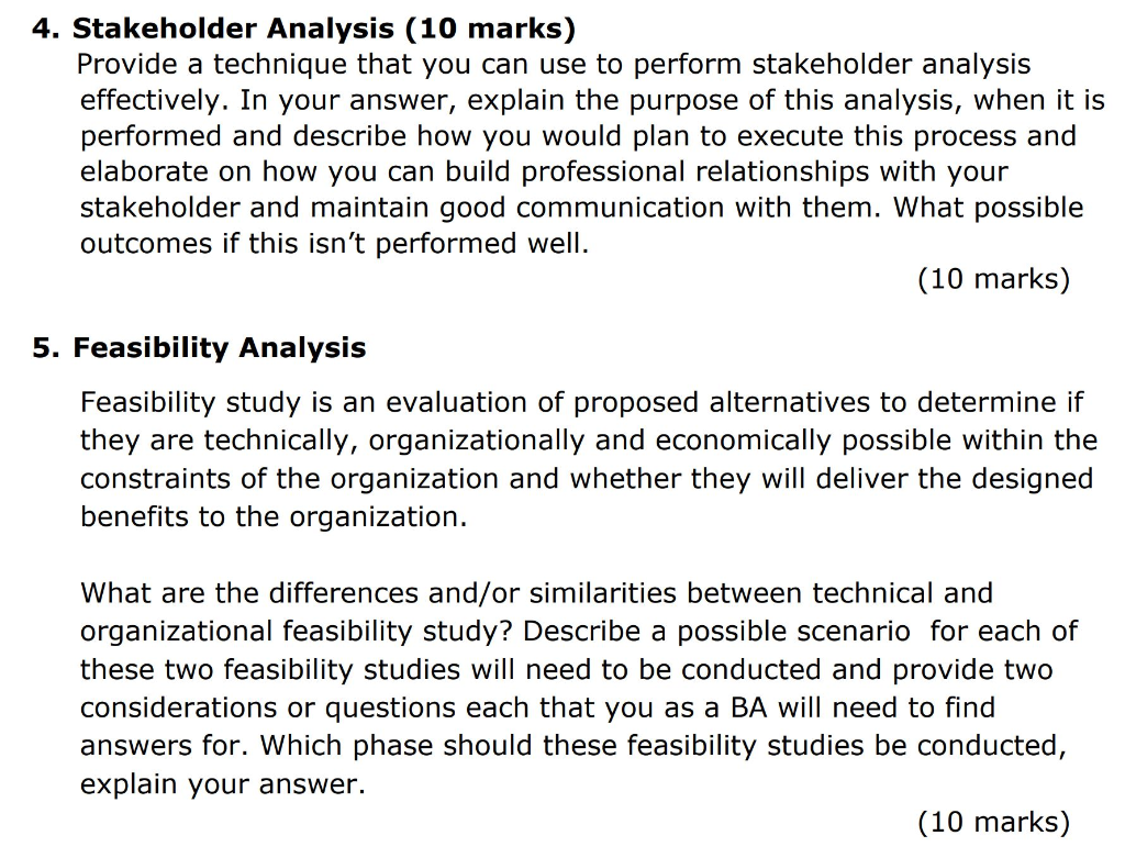 Solved 4. Stakeholder Analysis (10 marks) Provide a | Chegg.com