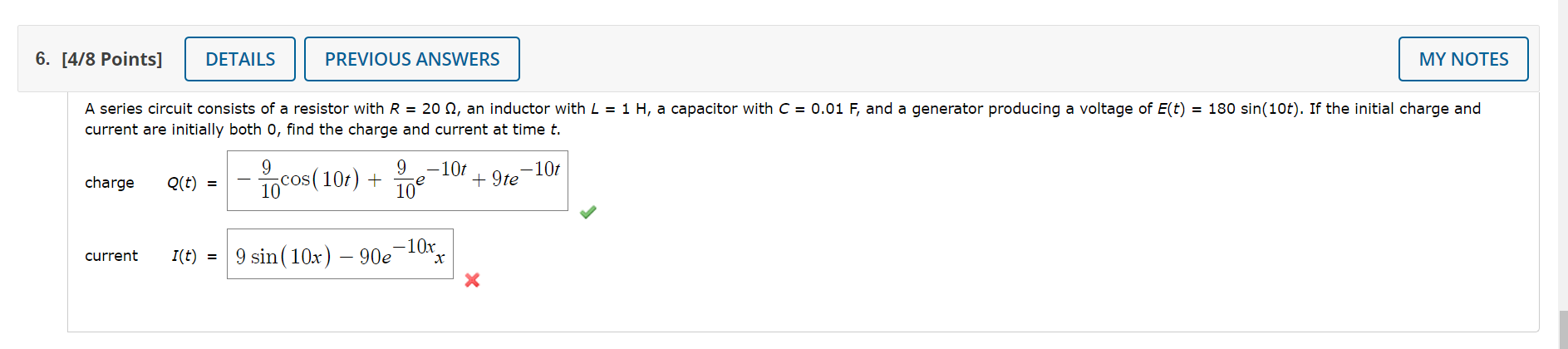 Solved A series circuit consists of a resistor with R=20Ω, | Chegg.com