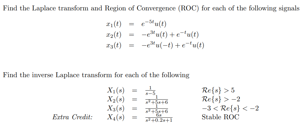 Solved Find the Laplace transform and Region of Convergence | Chegg.com