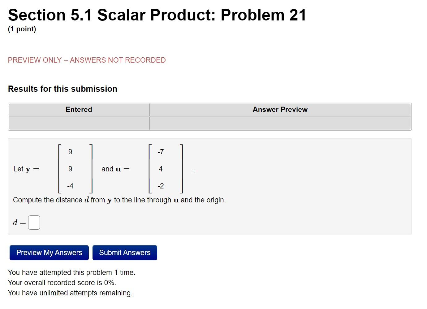 Solved Section 5.1 Scalar Product: Problem 21 (1 point) | Chegg.com