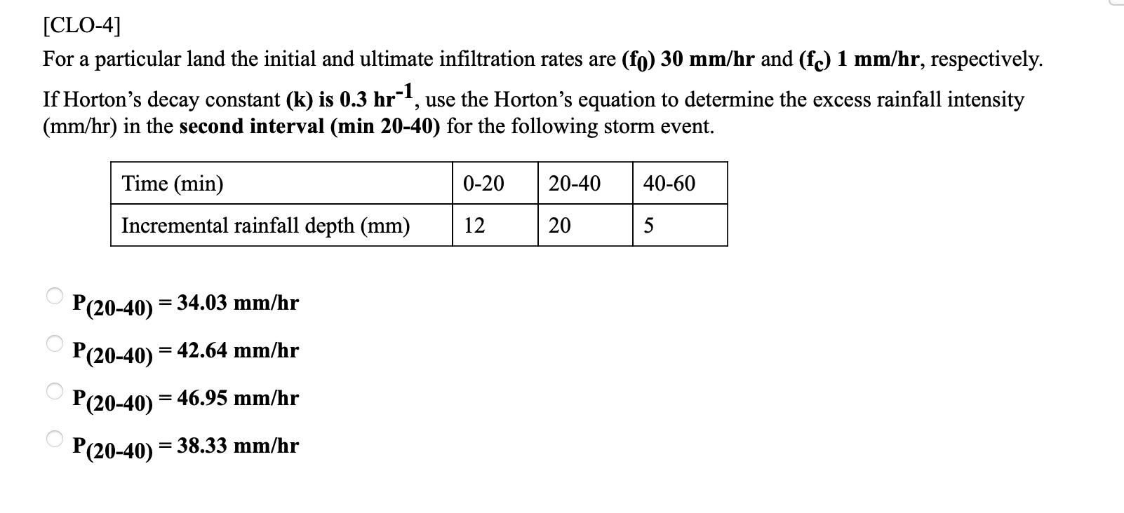 Solved [CLO-4] For a particular land the initial and | Chegg.com