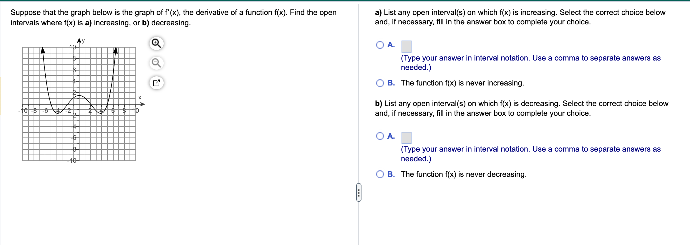 Solved Suppose that the graph below is the graph of f′(x), | Chegg.com